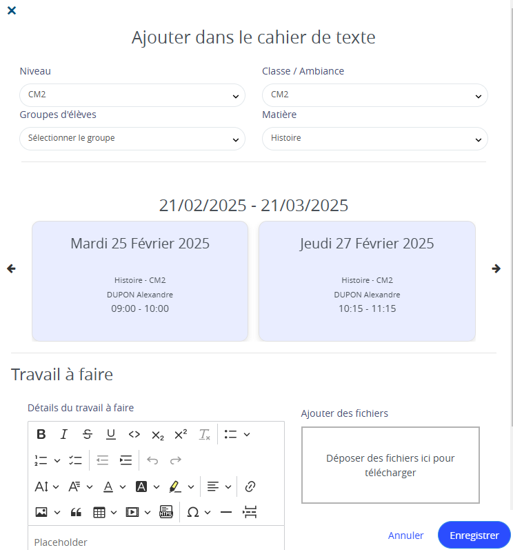 Le cahier de liaison et le carnet de texte