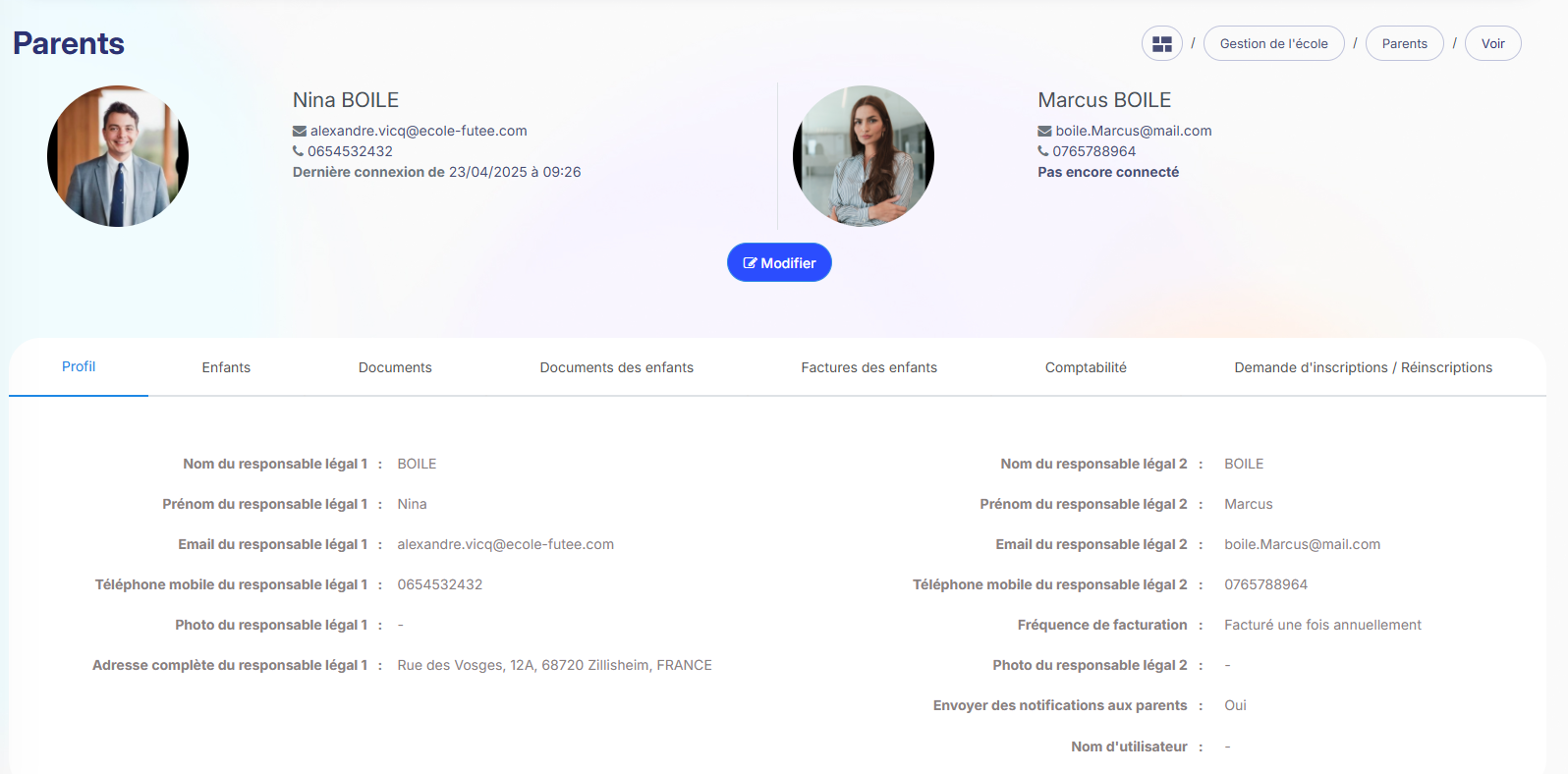 Ma première utilisation d'École Futée en tant que Parent